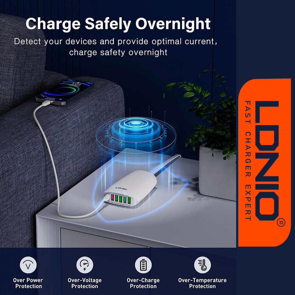 LDNIO Multi-ports Charger 65W Desktop Super Fast Charging Station - Wh ...